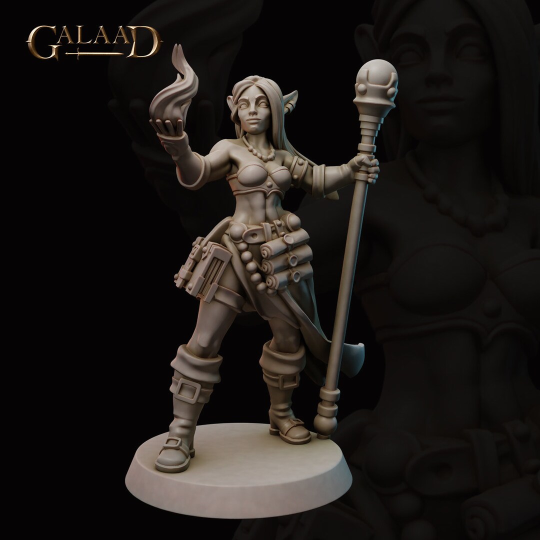 Elf Wizard Female Mages and Fighters Collection Preprimed 3D Printed ...