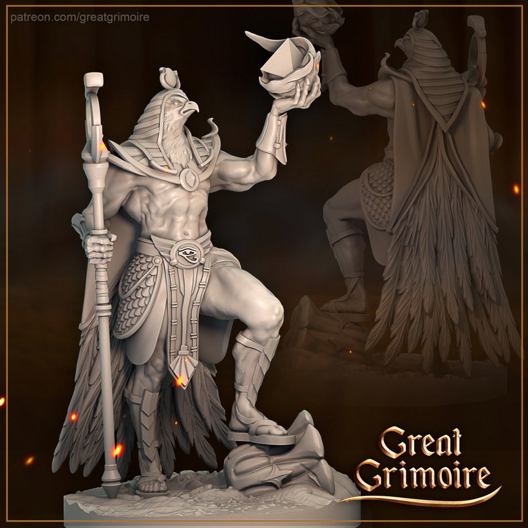 Ra, God of Sun Preprimed 3D Printed Miniature Model by Great Grimoire ...