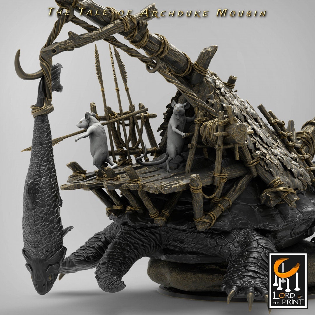 Turtle With Mice 3 Model Options on a 100mm Base 3D Printed Preprimed ...