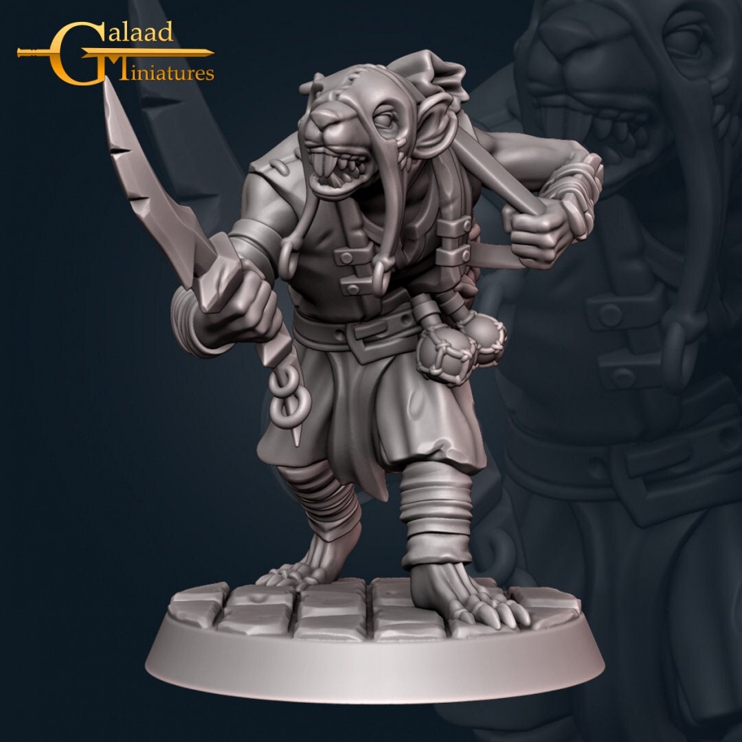 Ratman Looter Preprimed 3D Printed 28mm Scale Miniature Model for D&D ...