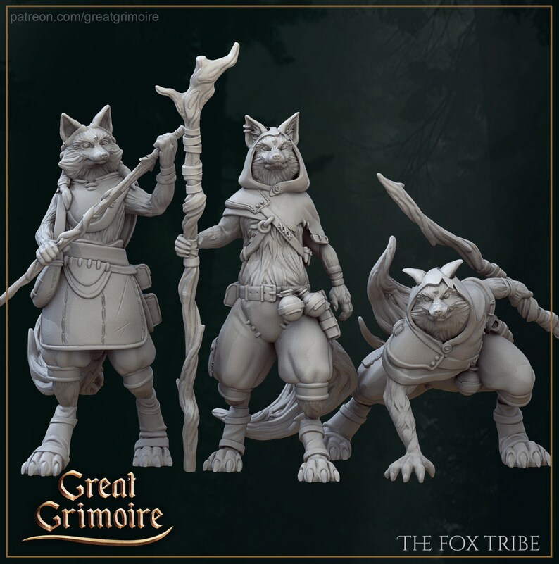The Fox Tribe set of 3 Preprimed 3D Printed Miniature - Etsy