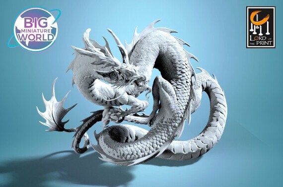 Fire Dragon 3D Printed Preprimed Model by Lord of the Print | Etsy