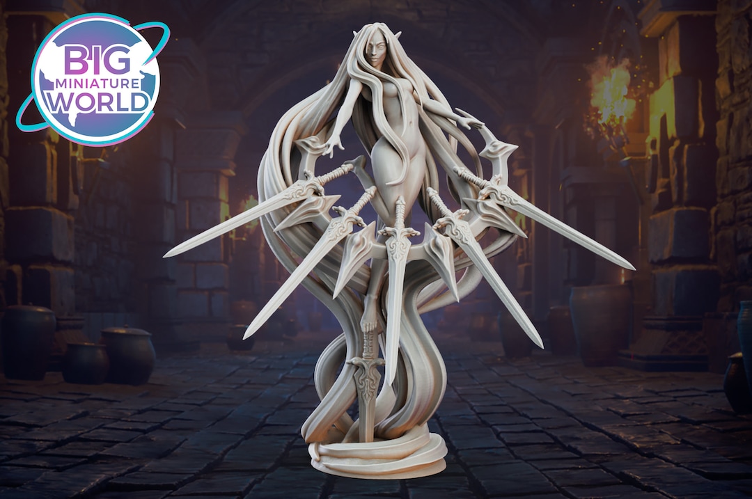 Nendra, Preistess of Eilistraee Preprimed 3D Printed Miniature Model by ...