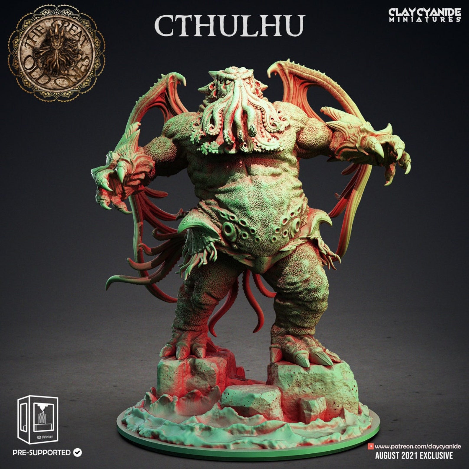 Cthulhu Primed 3D Printed Miniature Resin Model by Clay - Etsy
