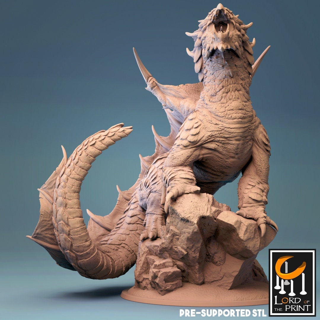 Elder Brown Dragon 3D Printed Preprimed Miniature Model by Lord of the ...