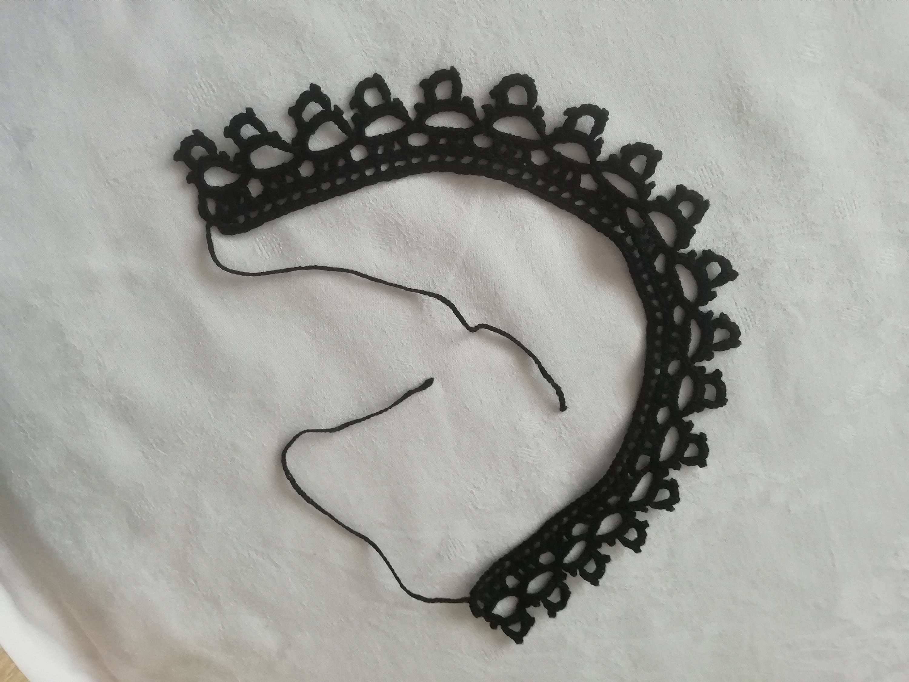 Black crochet lace choker collar, goth lace choker, victorian style ...