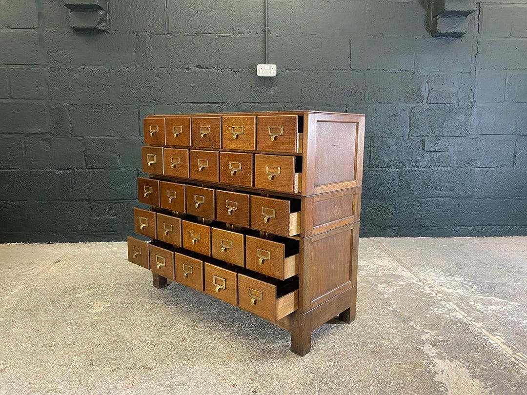 Vintage Cabinet of 25 Index Drawers by D Matthews & Son of Liverpool ...
