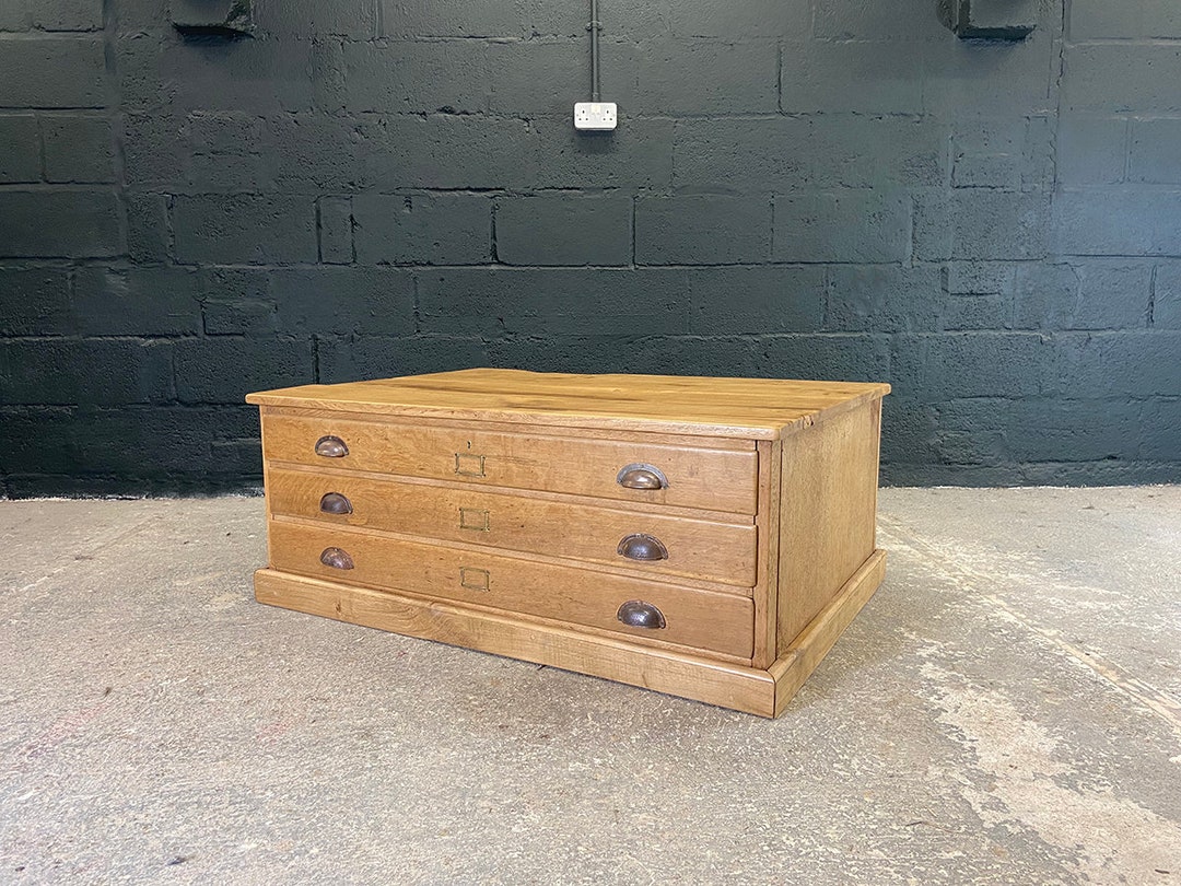 Vintage Oak Plan Chest Coffee Table - Etsy