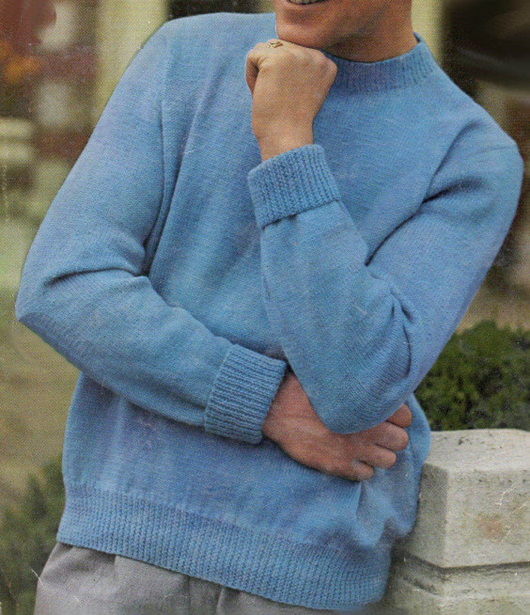 Men's Crew Neck Sweater Long Sleeve Double,3 Ply, 4 Ply Knit Knitting ...