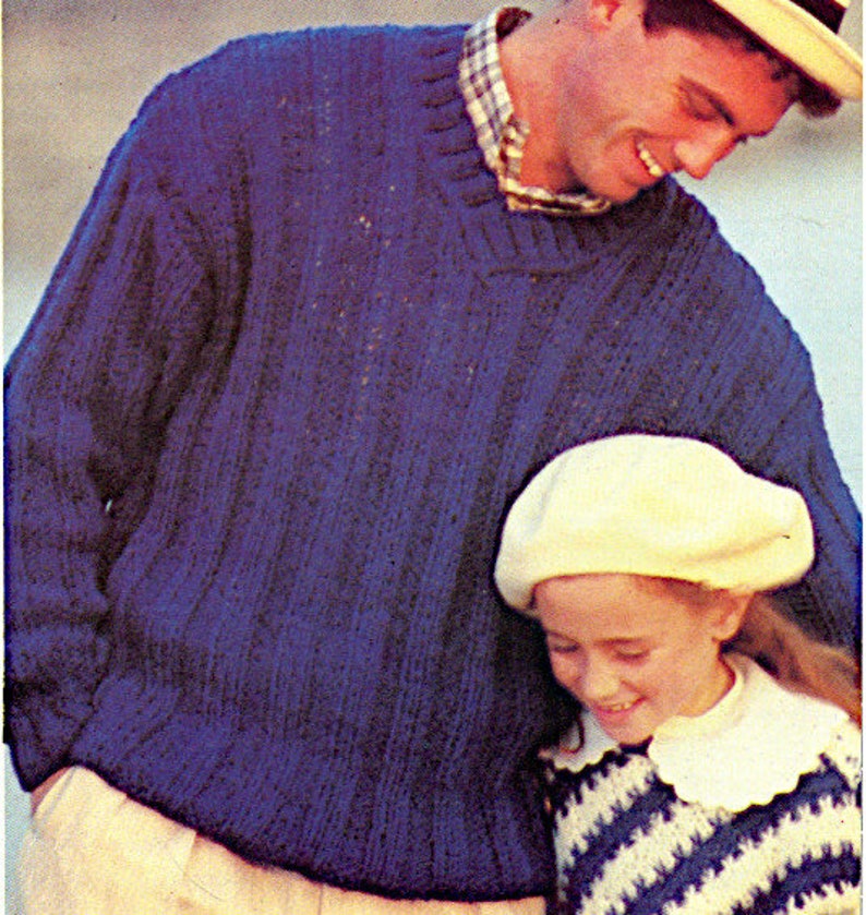 Men's V Neck Sweater Knitting Pattern PDF, Ribbed Long Sleeve Mohair ...