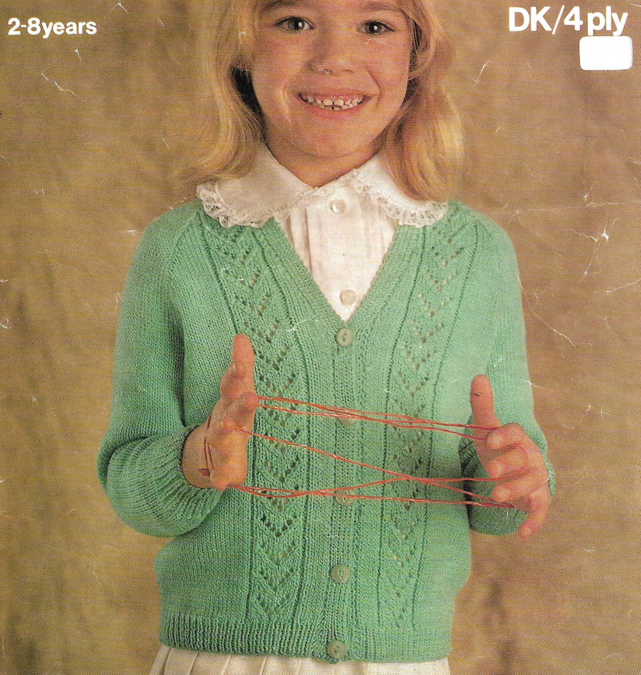 Young Girl's Lacy V Neck Cardigan DK and 4 Ply Knitting Pattern PDF 22 ...