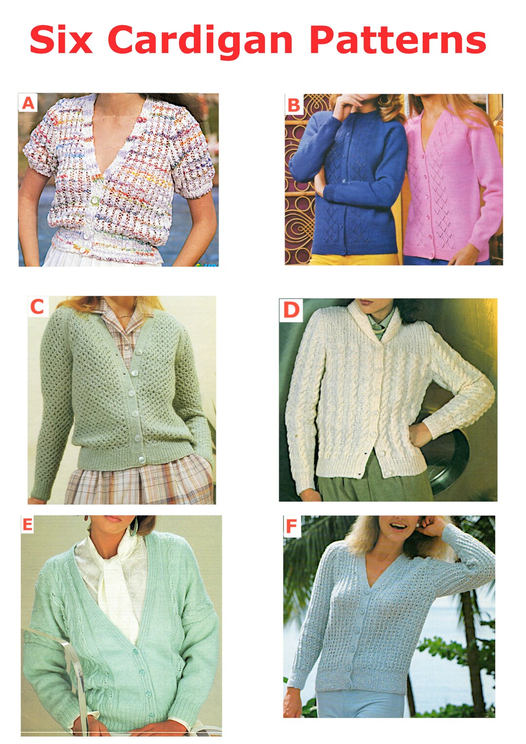 Women's Cardigan Knitting Pattern Bundle Selection, Long Sleeve Tops, V ...