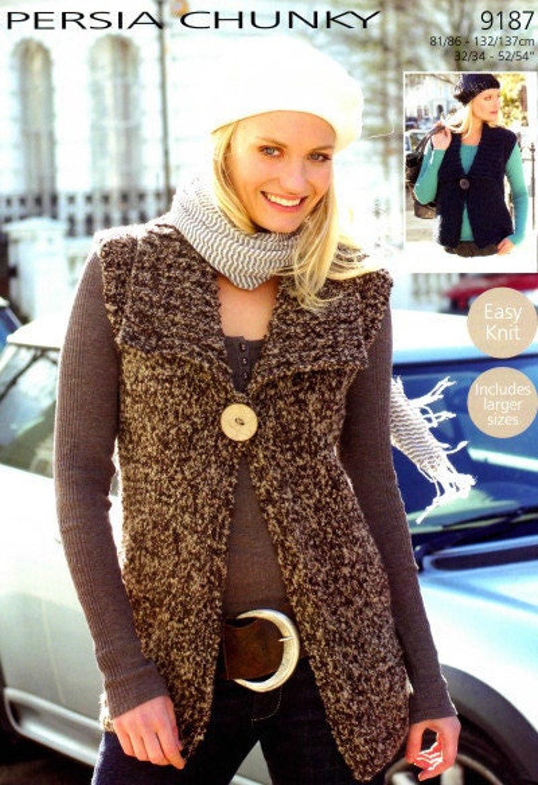 PDF Knitting Pattern, Womens V Neck Gilet Waistcoat With Collar ...