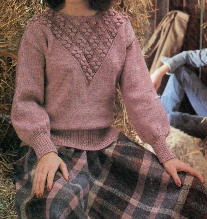 Women's Round Neck Long Sleeve Sweater Knitting Pattern PDF 32-42 ...