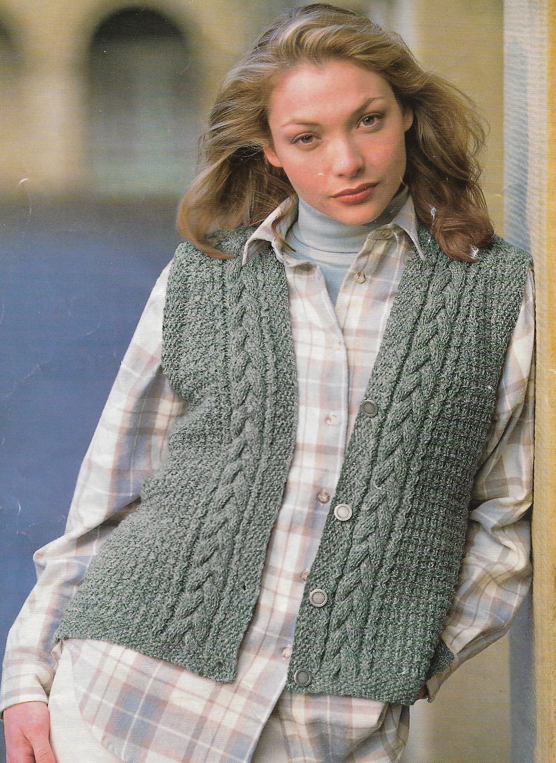Womens Aran Waistcoat Knitting Pattern, Sleeveless Top, Button up Vest ...