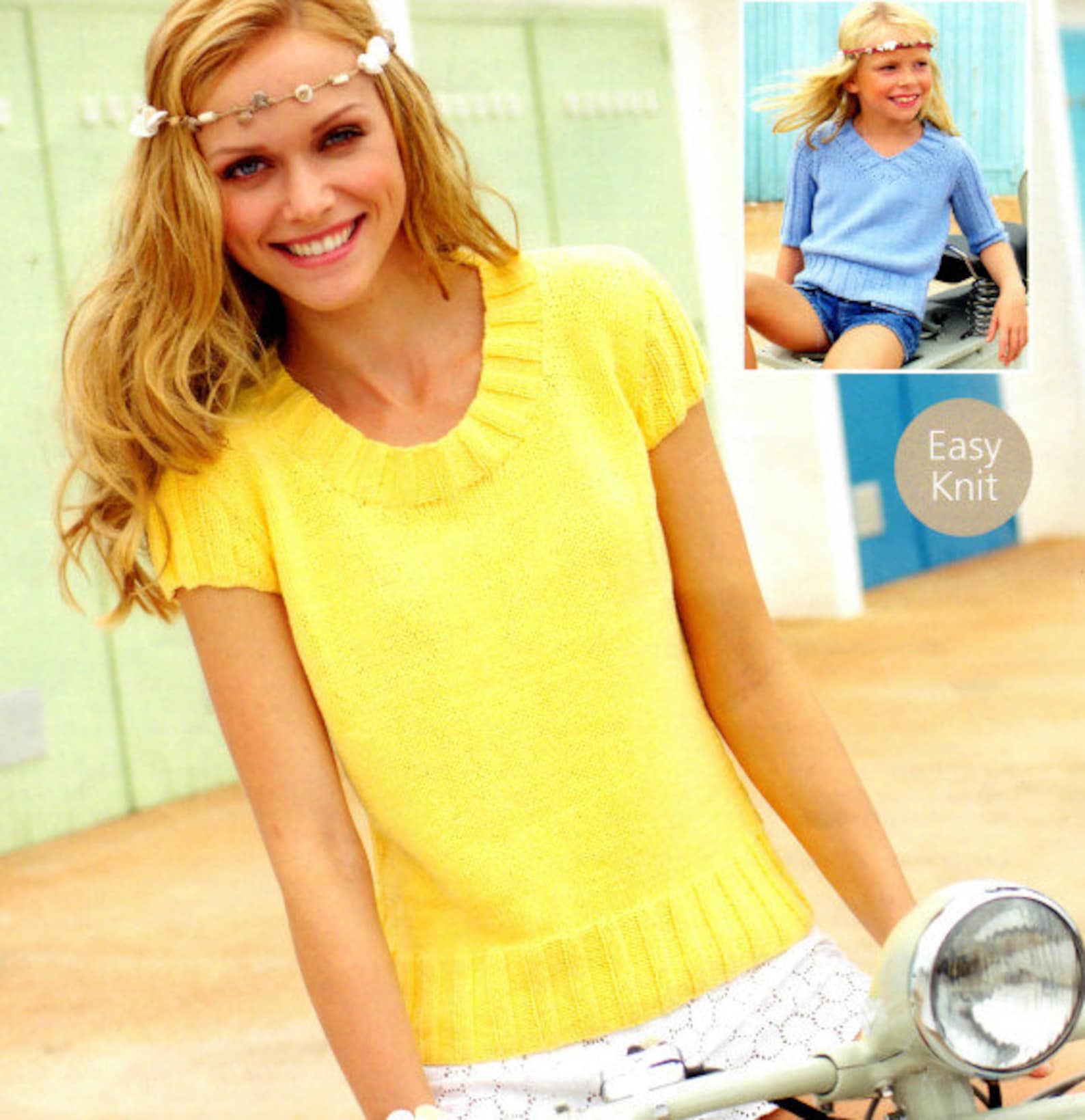 Womens Short Sleeve Top Knitting Pattern, Girls Summer Sweater Round V ...