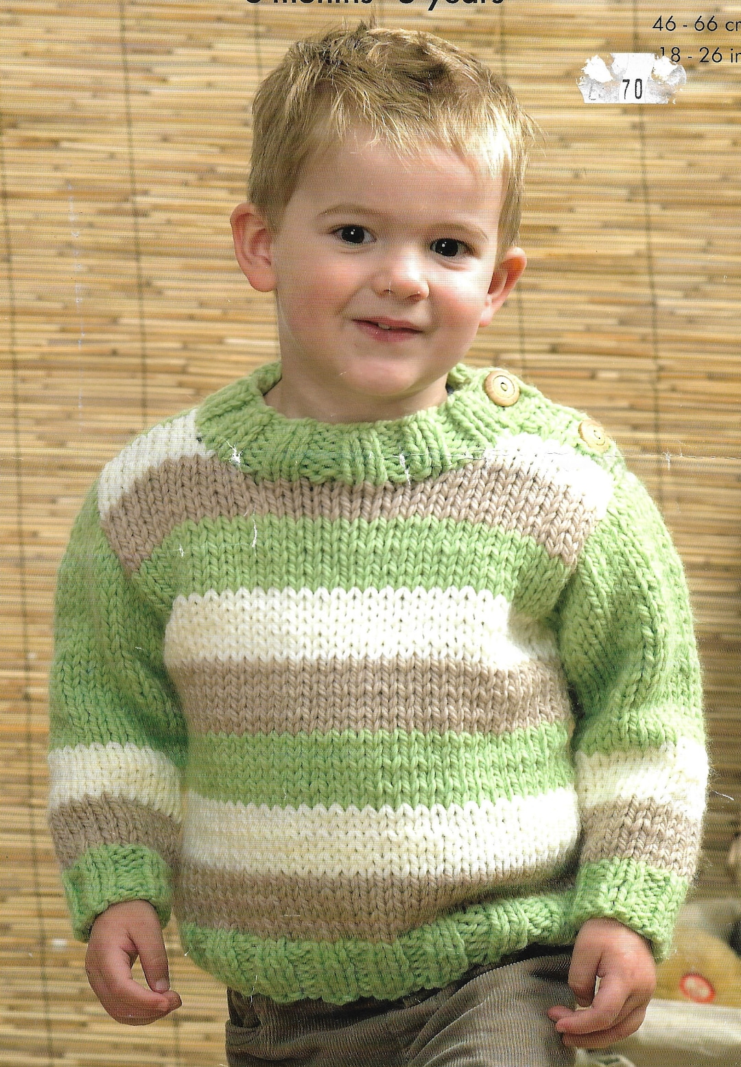 Boy's Chunky Knit Crew Neck Striped Sweater Jumper Knitting Pattern PDF ...
