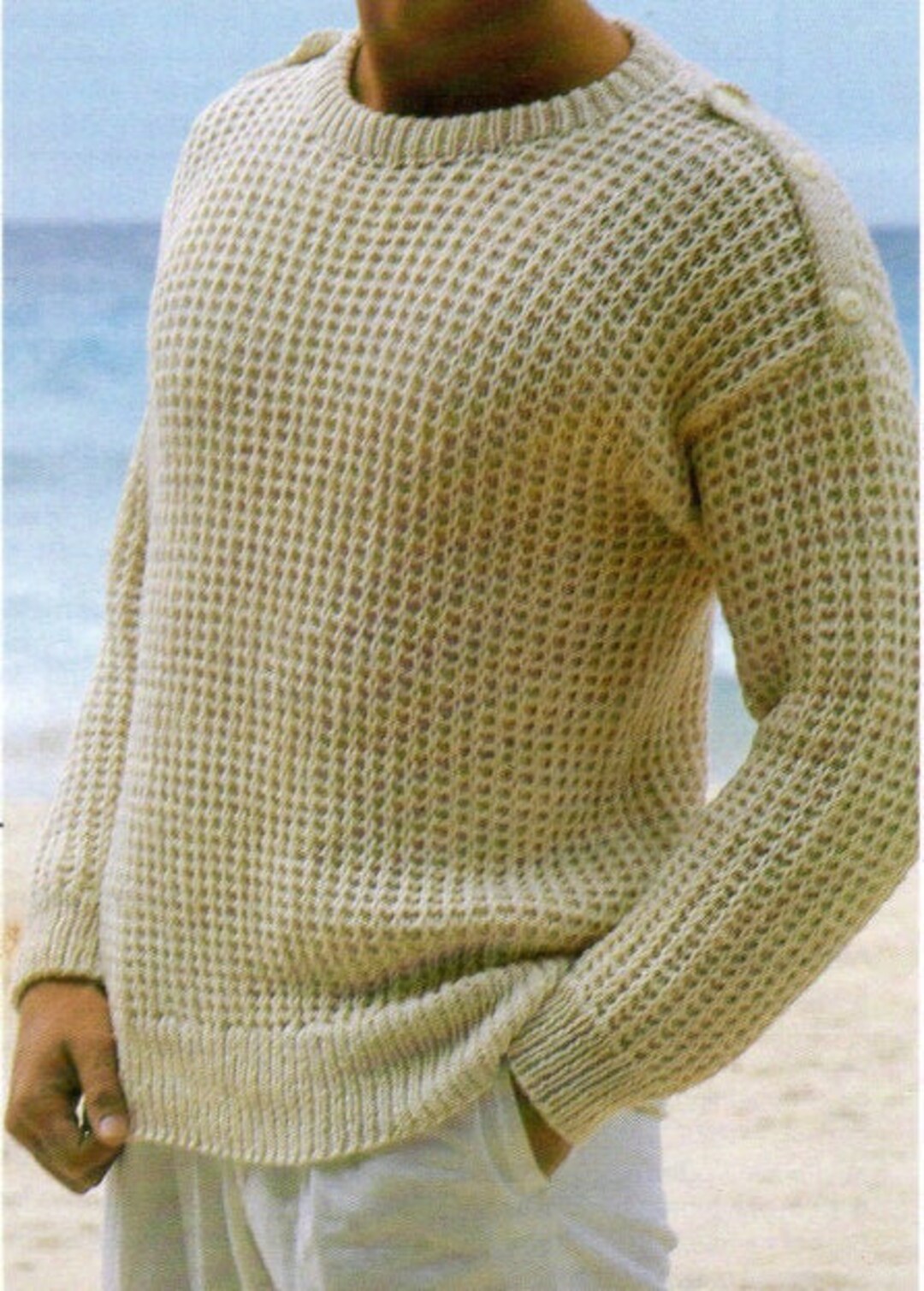 Men's Sweater Knitting Pattern, Crew Neck Round Neck Jumper Long Sleeve ...