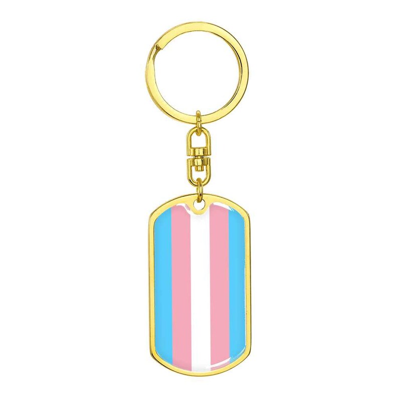 Transgender Pride Flag Dog Tag Keychain, Gold or Silver, Gift for ...