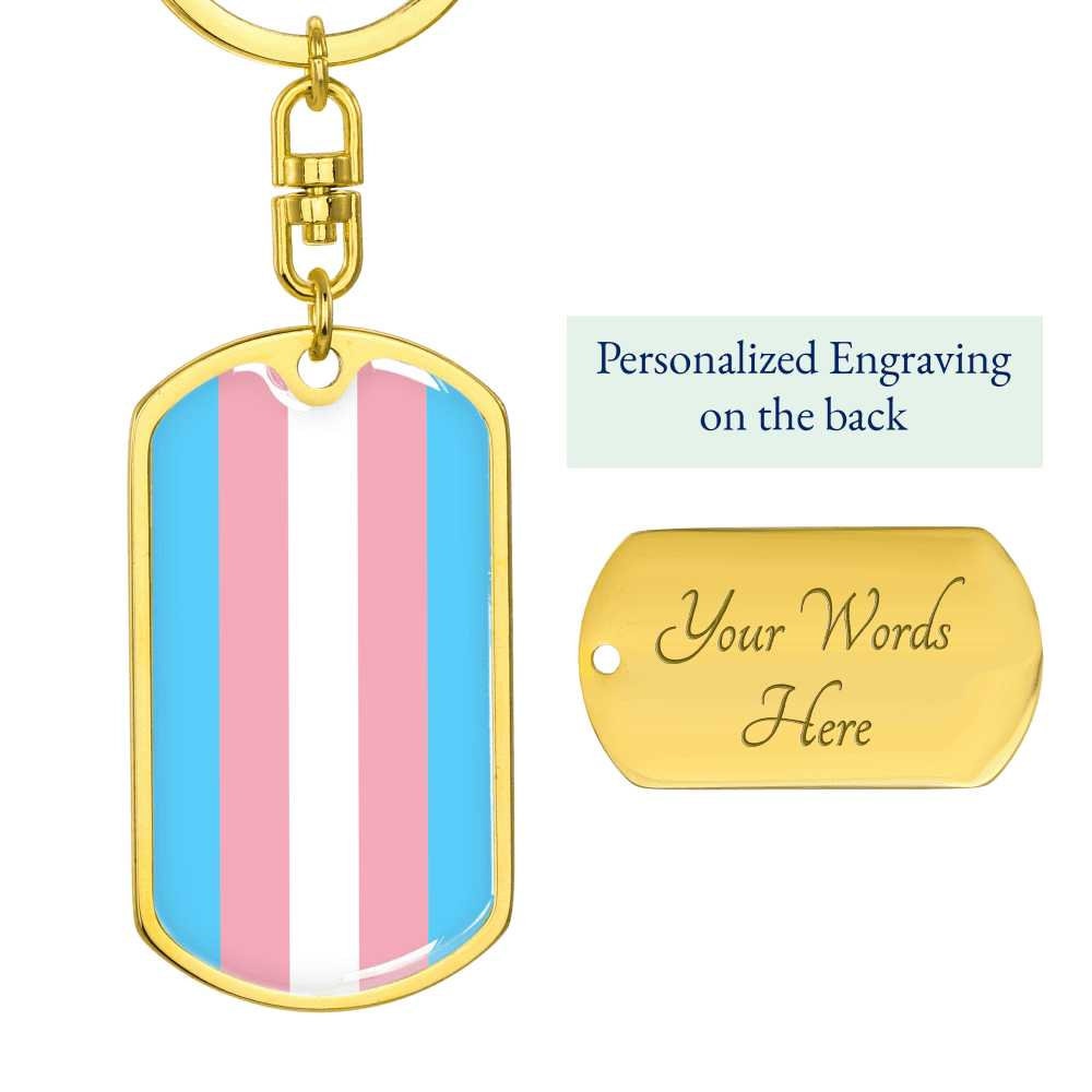 Transgender Pride Flag Dog Tag Keychain, Gold or Silver, Gift for ...