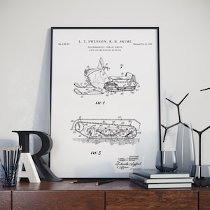 Snowmobile Patent 1969, Patent Print, Wall Decor, Ski Lodge Decor ...