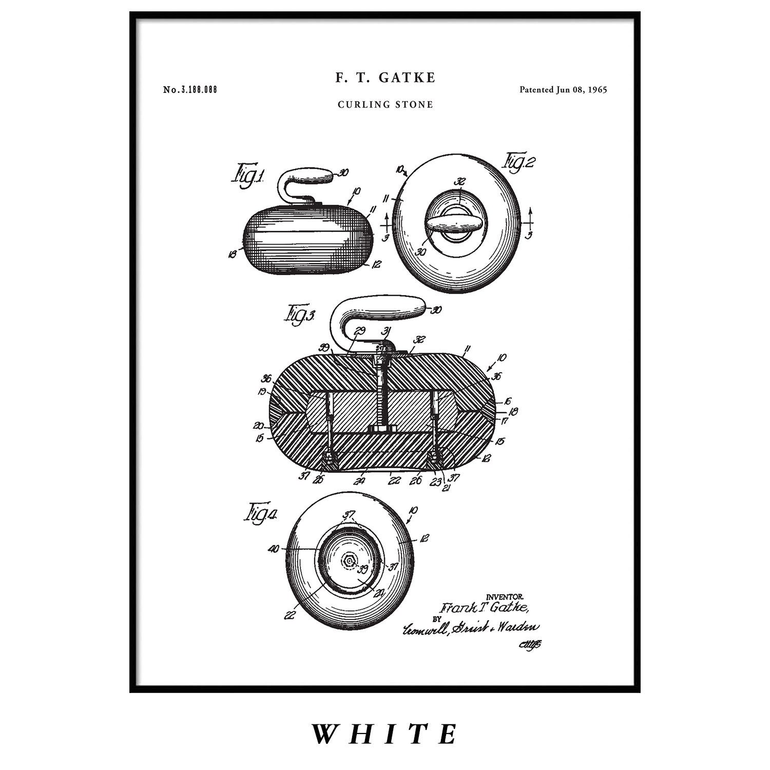 Curling Stone Patent Art Print, Vintage Sports Poster, PH227 #m - Etsy