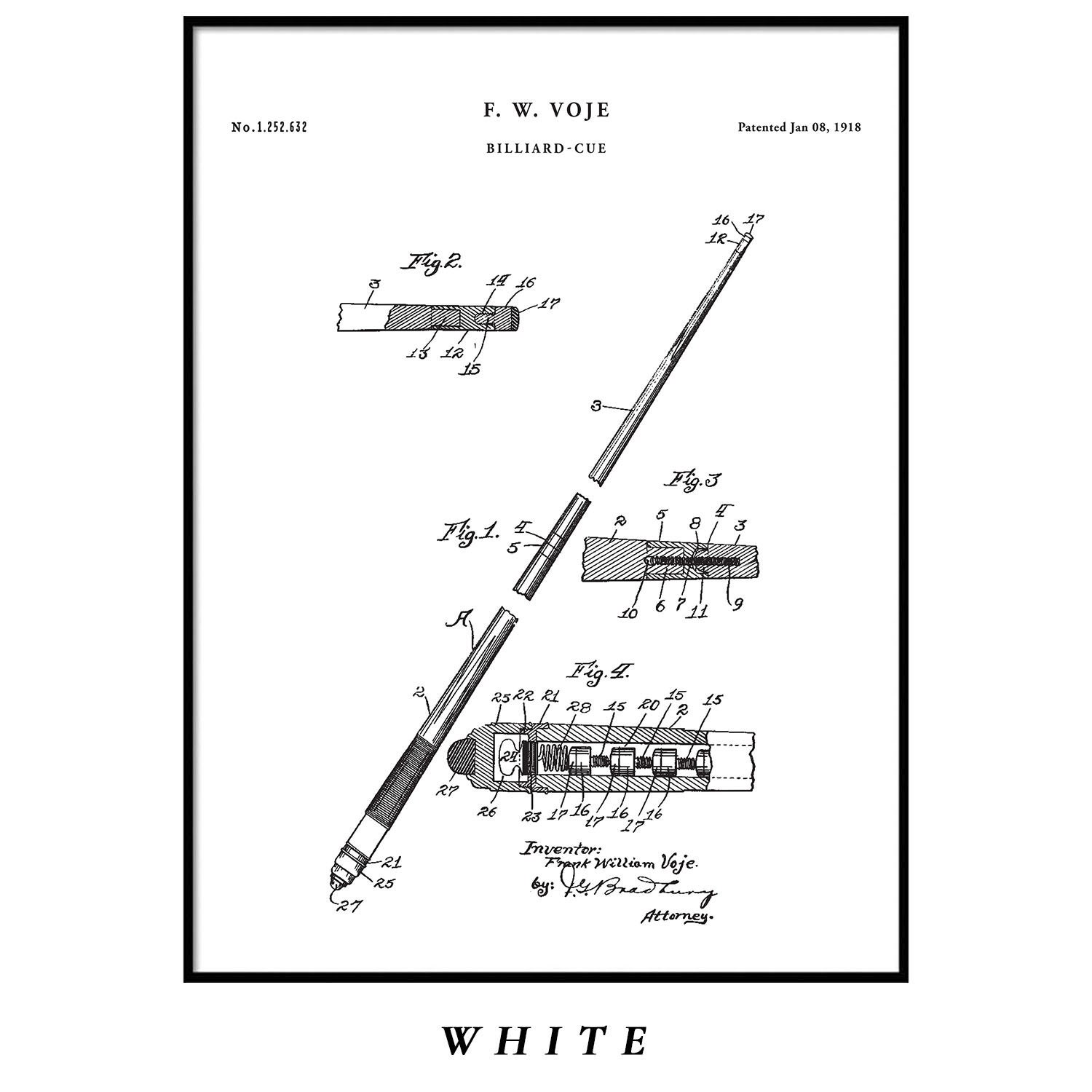 Billiard Cue Blueprint Art Poster Print Patent Cue Design - Etsy Australia