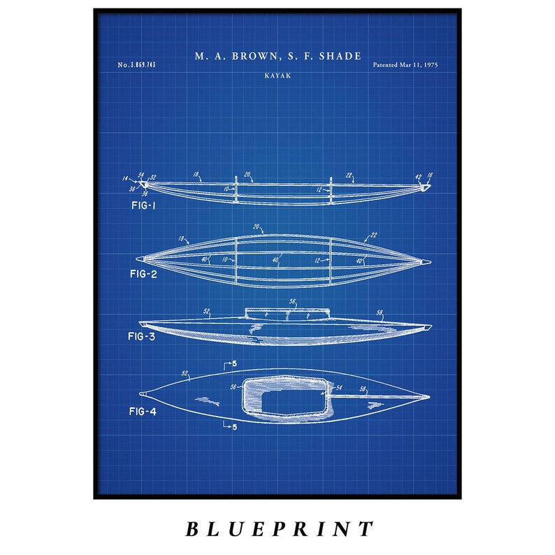 Kayak Patent Print Poster Print Nautical Art Kayak Art | Etsy