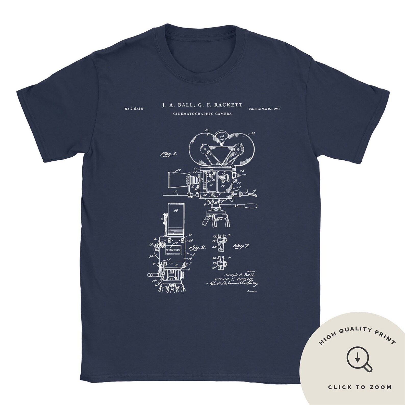 1933 Movie Projector Patent T-shirt, Vintage Cinema Camera Tee, PT716 ...