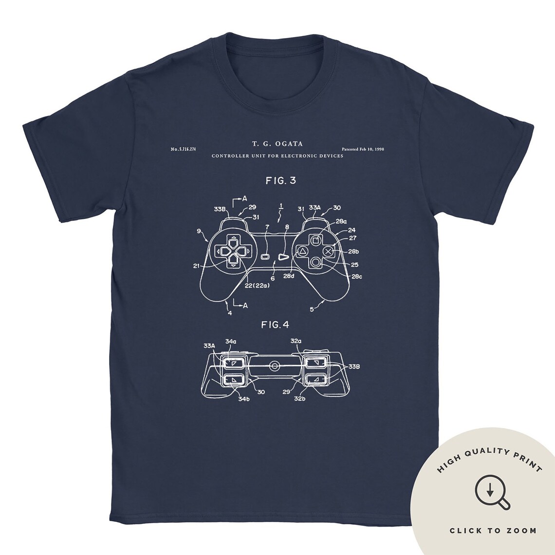 Game Controller Patent T-shirt Gaming Gamer Gift Console - Etsy