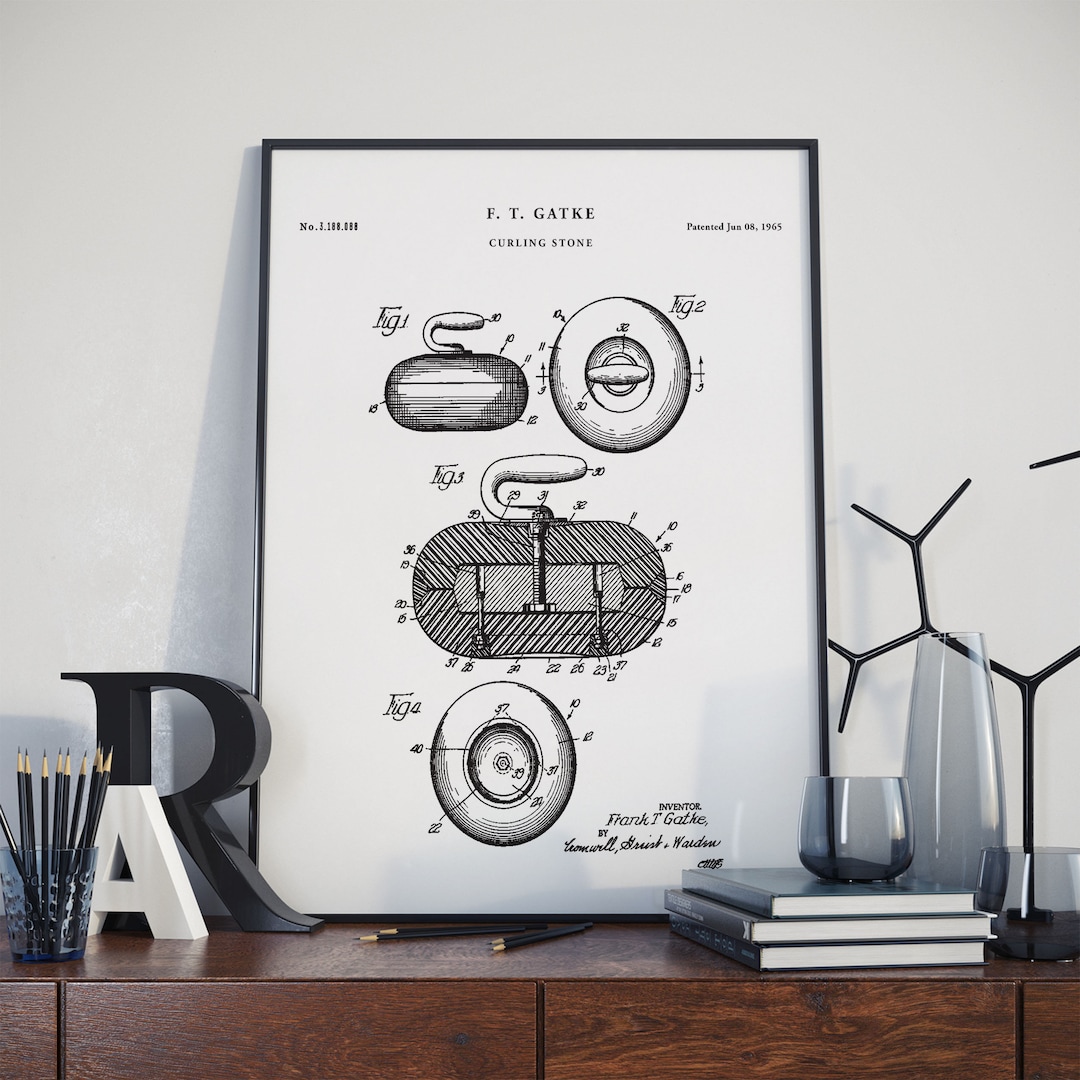 Curling Stone Poster, Curling Wall Art, Curling Gifts, Wall Prints ...