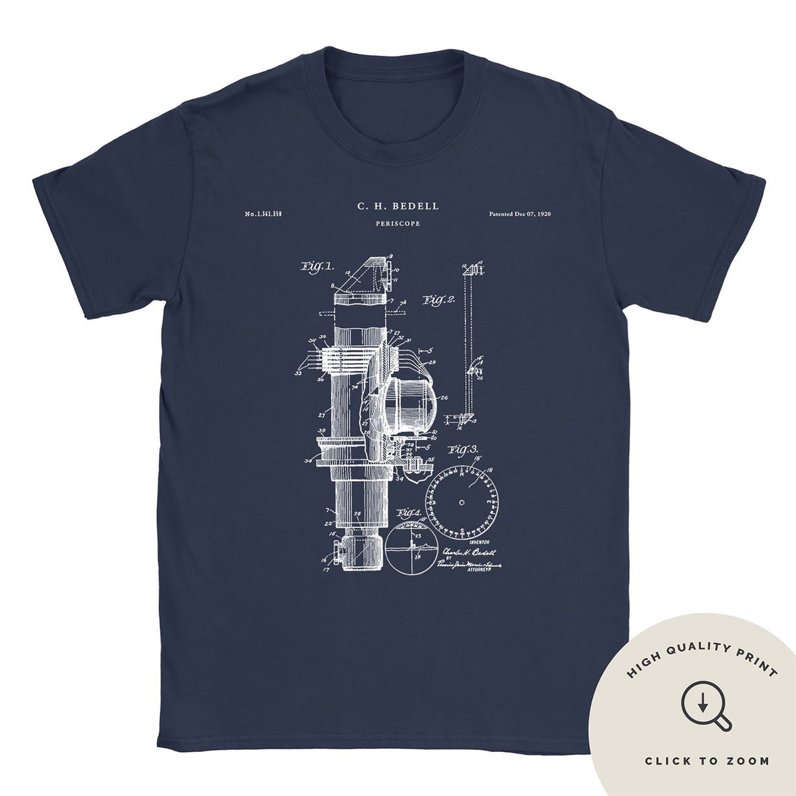 1920 Periscope Patent T-shirt Naval Art Sailor Gift - Etsy