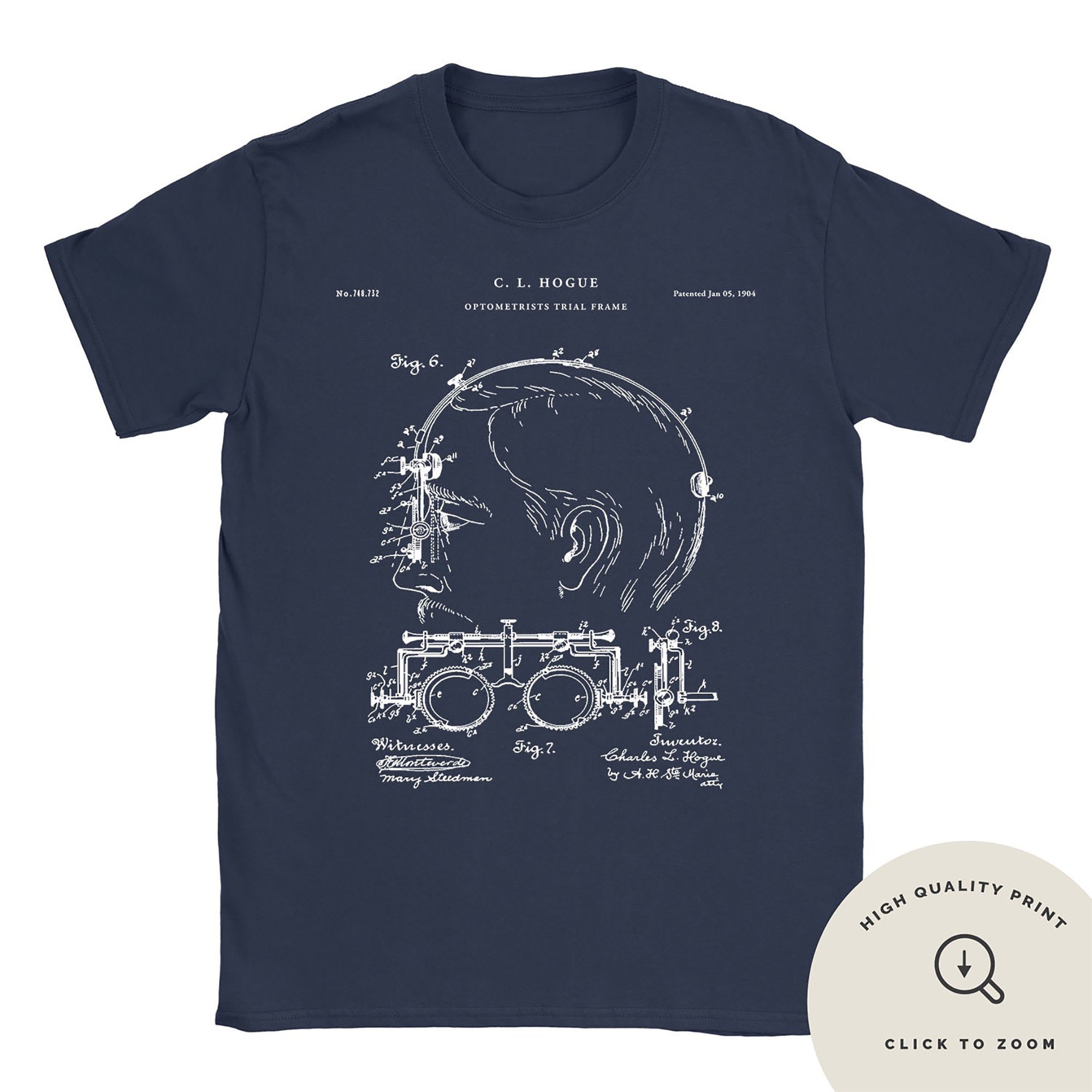 Optometrist Trial Frame Patent Print Optical Shop t-shirt | Etsy