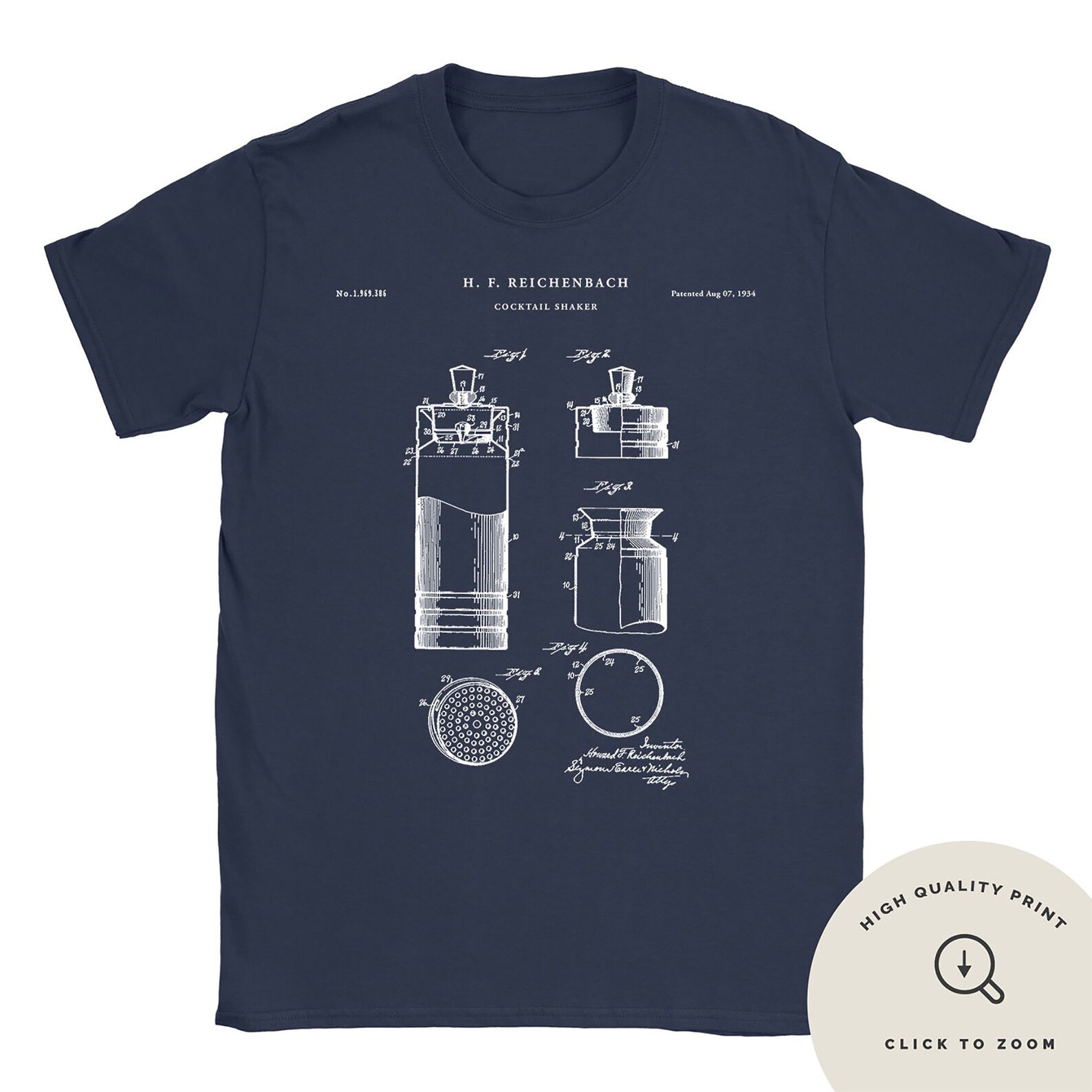 Cocktail Shaker Patent T Shirt Drinking Shirt Bartender | Etsy