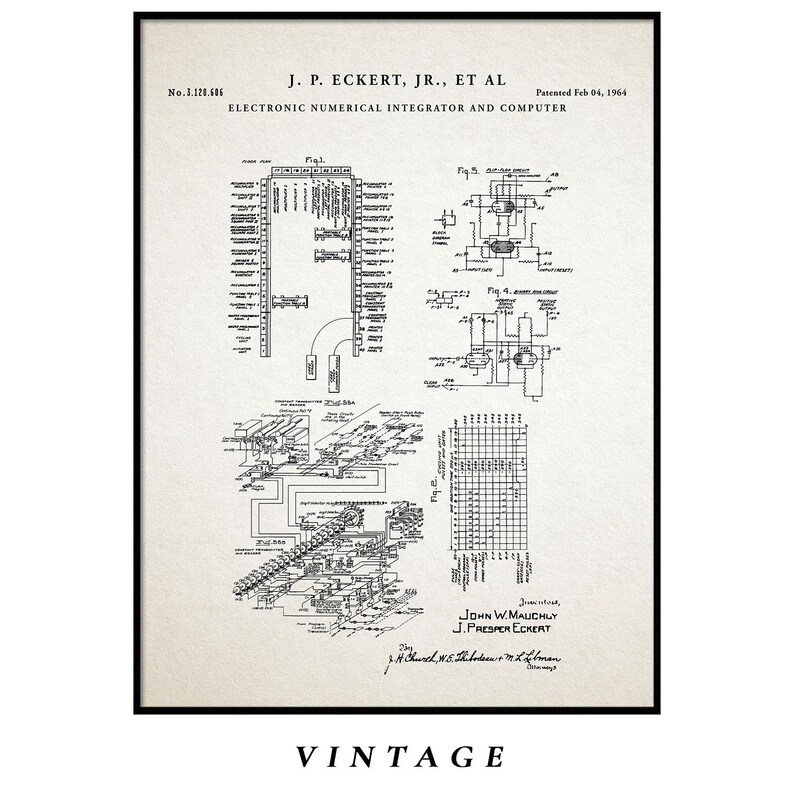 ENIAC First Programmable Computer Patent Print Art 1947 - Etsy