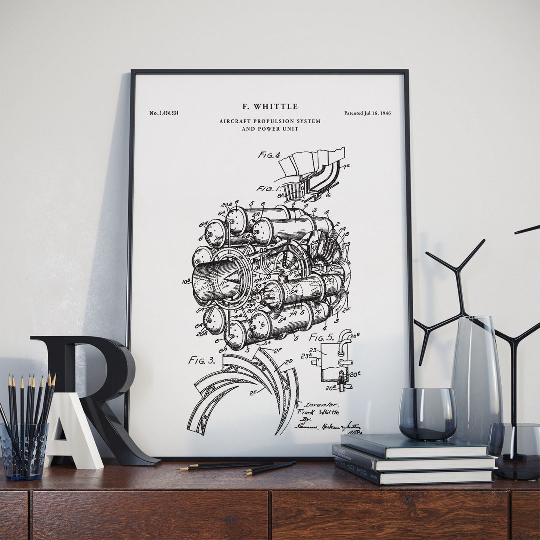 Jet Engine Posters, Aviation Decor, Jet Engine Patent, Airplane Decor ...