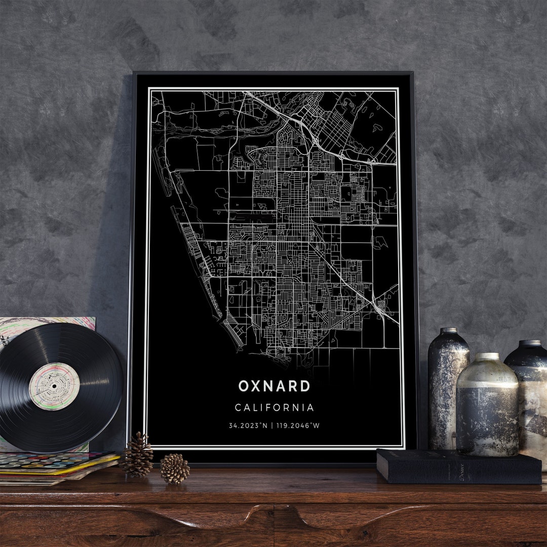 Oxnard Black Map Black White Map Art City Map Poster - Etsy