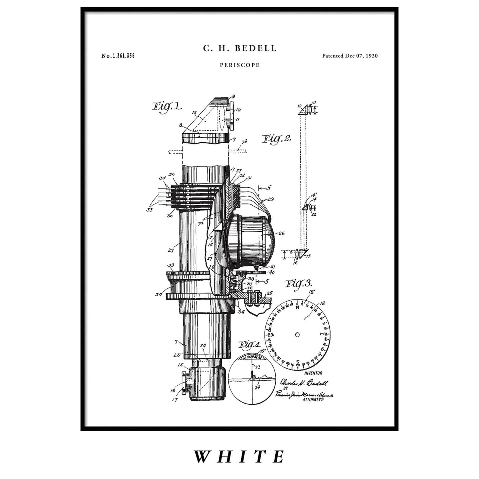 Periscope Patent 1920 Periscope Blueprint Vintage Submarine - Etsy