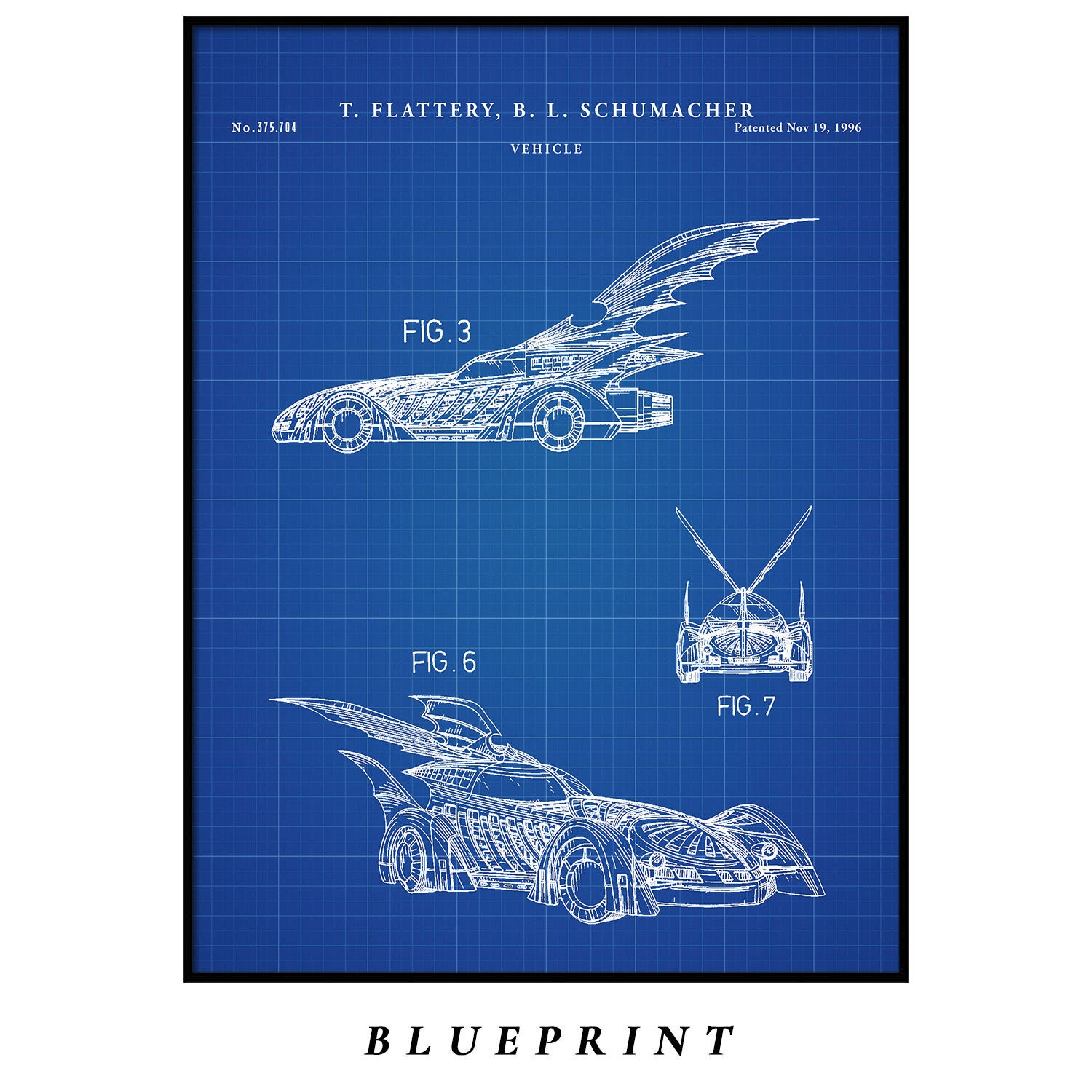 Batman Batmobile Patent Print Batman Art Print Batman Print | Etsy