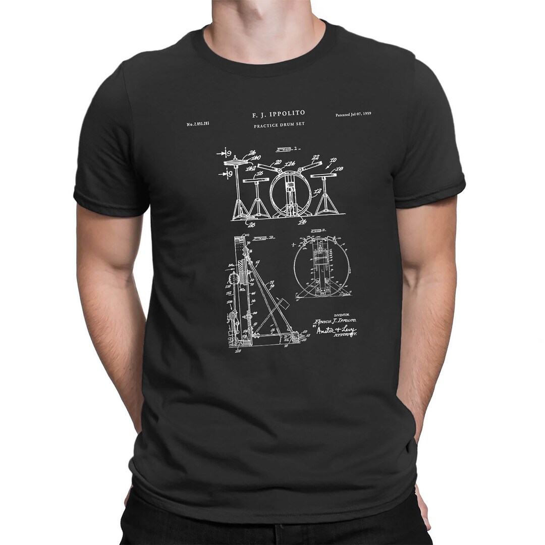 Drum Set T-shirt, Drum Set Patent T Shirt, Gift for Drummer Shirt ...