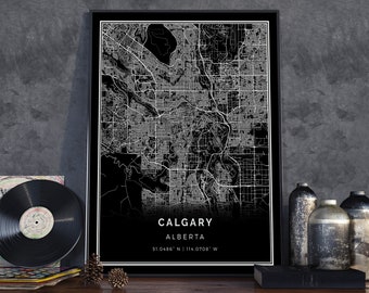 Calgary Map Art / Calgary Canada Wall Art / Print / Poster / - Etsy