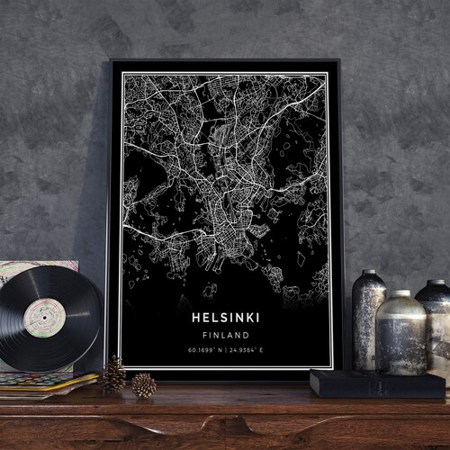 Helsinki Map Print Minimalistic Wall Art Poster City Maps - Etsy