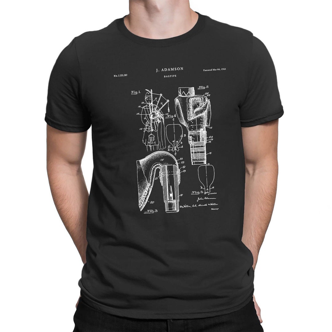 Scottish Bagpipe T-shirt Patent Print Graphic Art Tees the Great ...