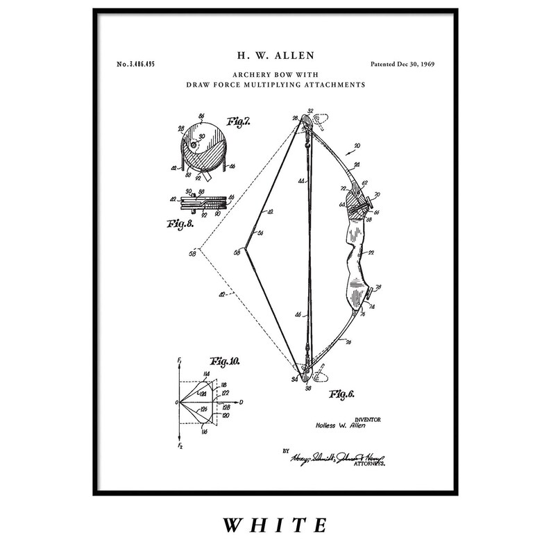 Archery Bow Patent Art Print, Bow and Arrow Poster, PH190 #m - Etsy