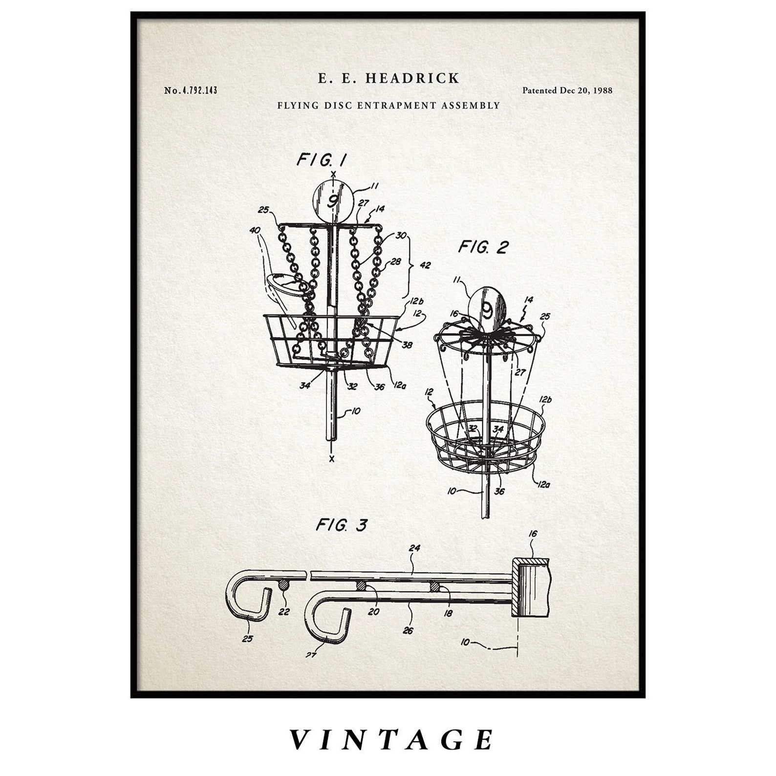 Disc Golf Poster Disc Golf Basket Patent Print Frisbee - Etsy