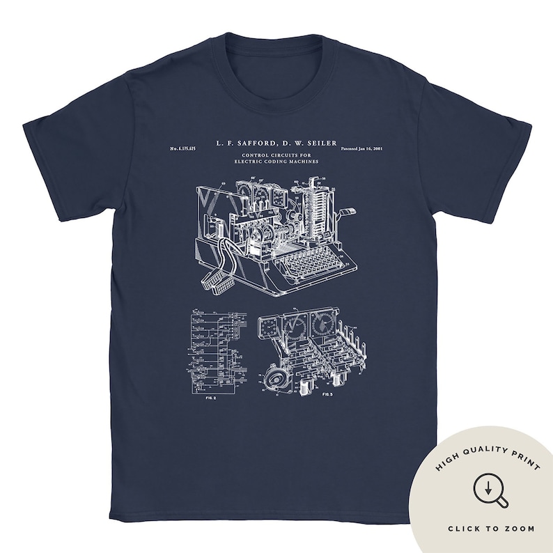 T-shirt WW2 Encryption Machine Patent Print Art 1944 Cypher | Etsy