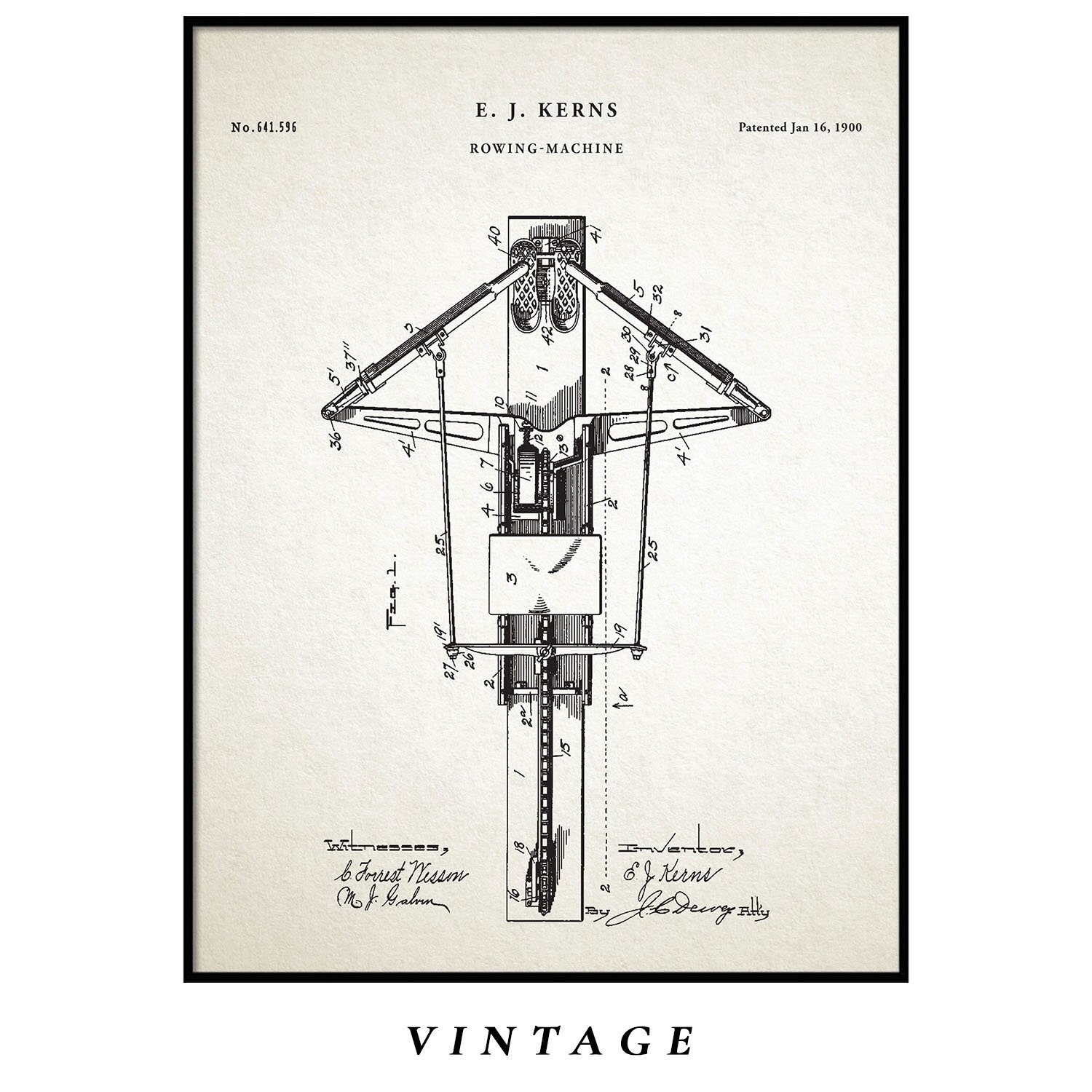 Patent Poster Rowing Machine Poster Patent Print Crew - Etsy