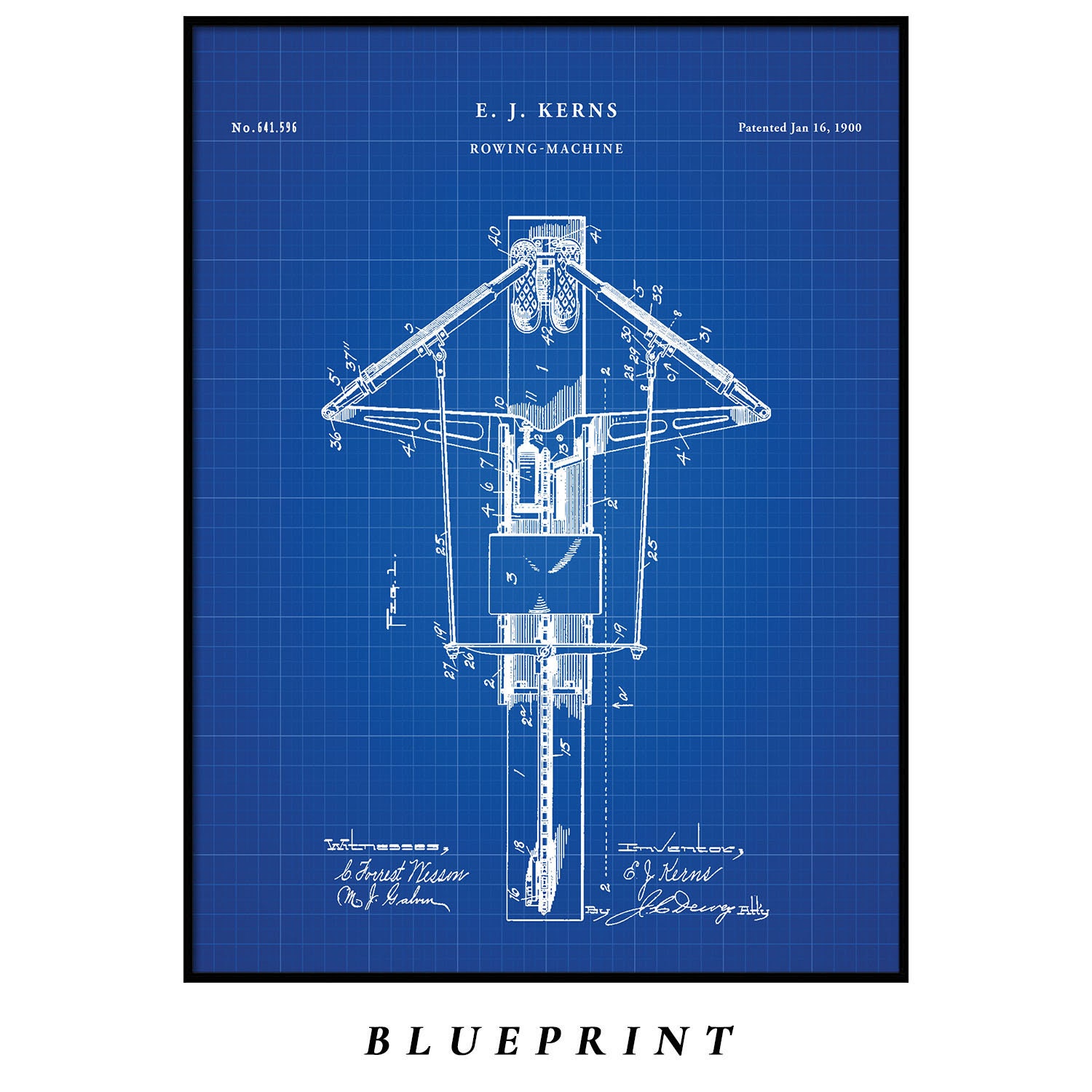 Patent Poster Rowing Machine Poster Patent Print Crew - Etsy