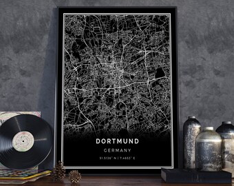 Dortmund Vintage Map Poster Wall Art City Artwork Print - Etsy