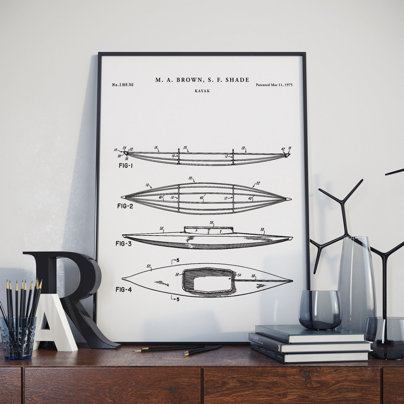 Kayak Patent Print Poster Print Nautical Art Kayak Art | Etsy
